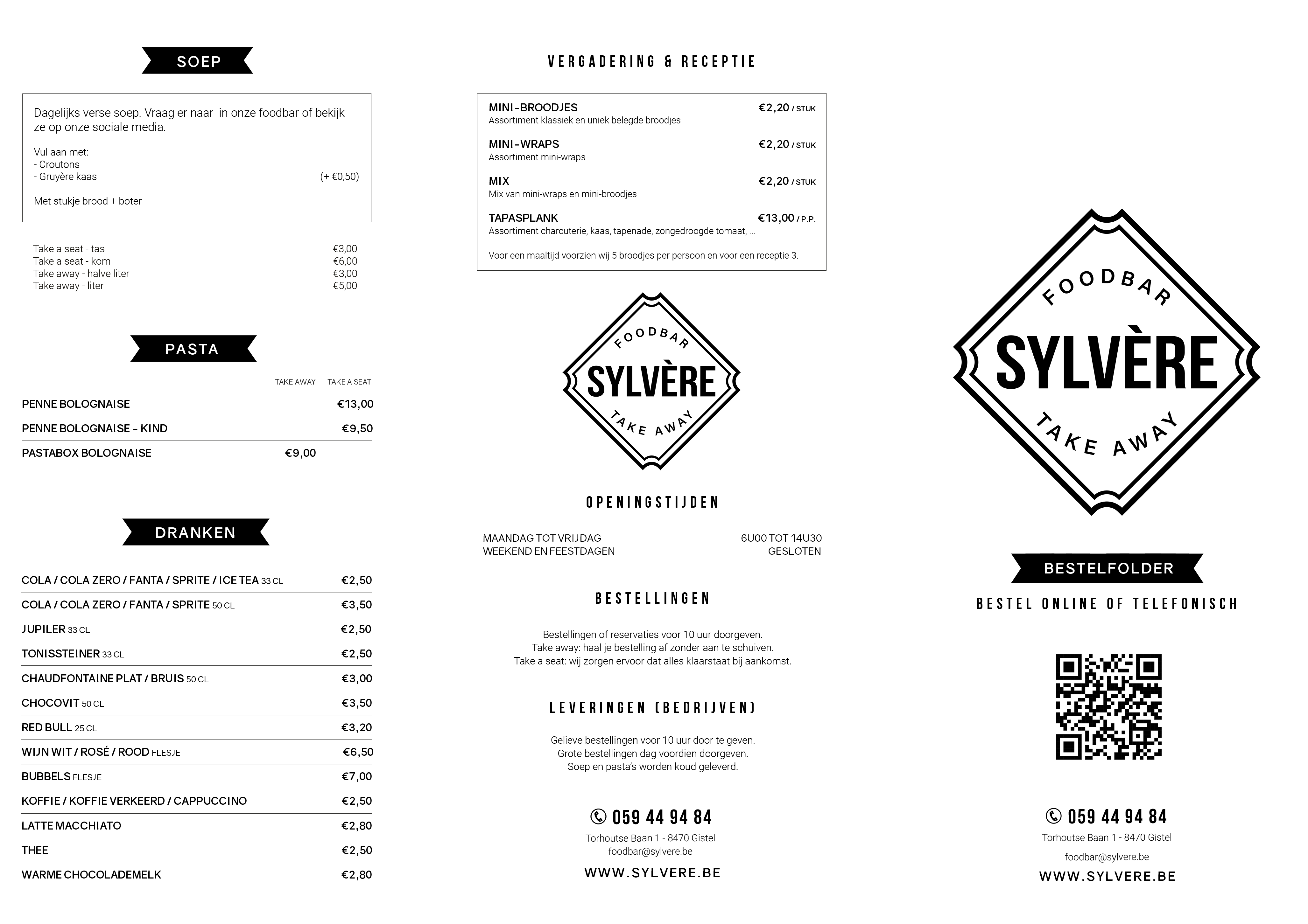 Menukaart - Foodbar Sylvère